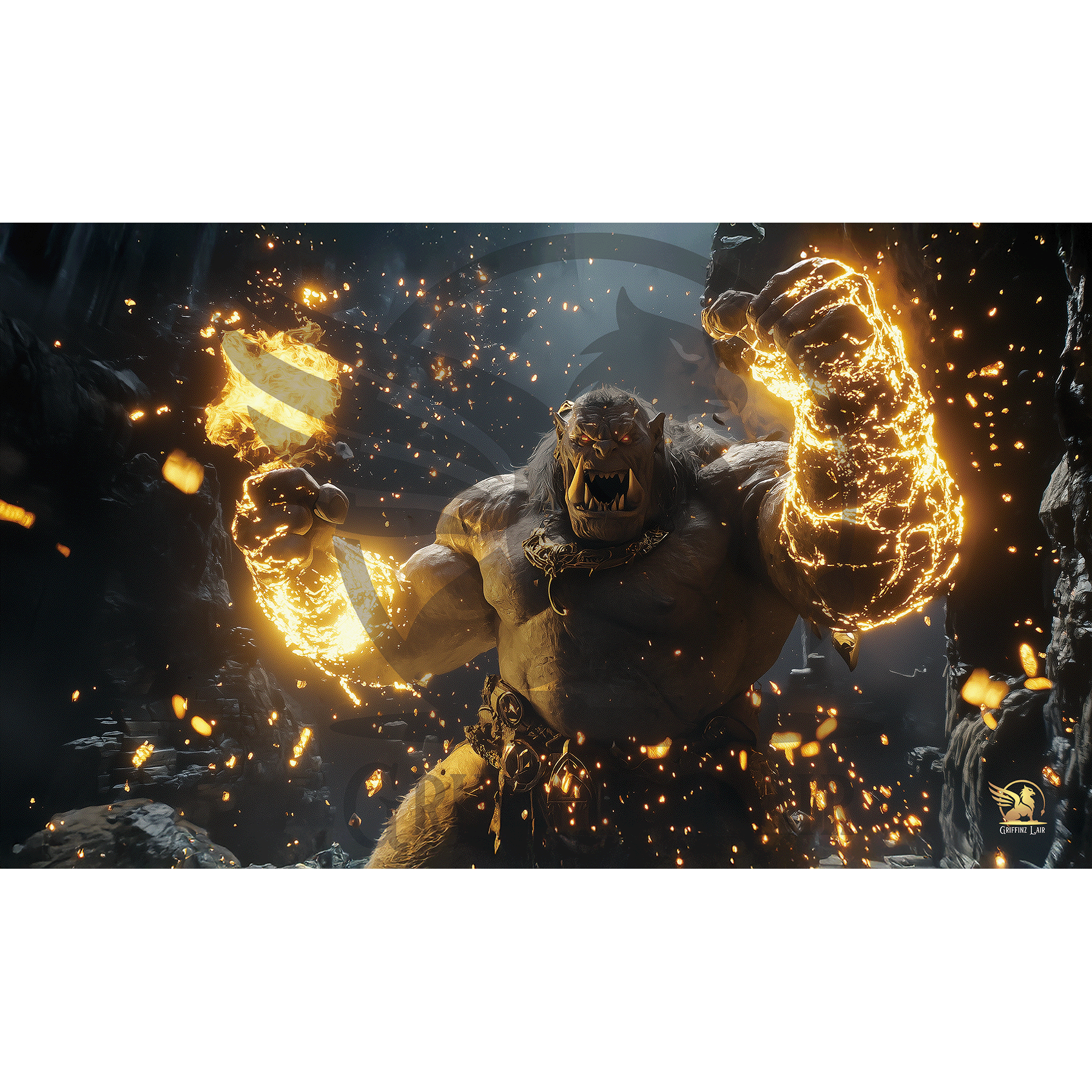 Orc's Rage Playmat 14 in x 24 in - High-Quality, Vibrant Colors with S ...